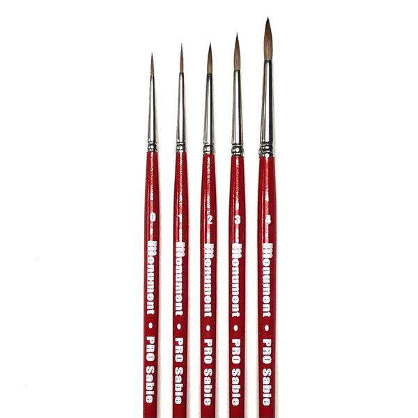Pro Sable 5 brush set – 1 each of all sizes – Incom Gaming